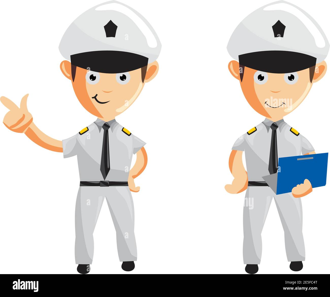 Airplane Pilot Cartoon Character Set Aircraft Captain in Uniform Stock ...