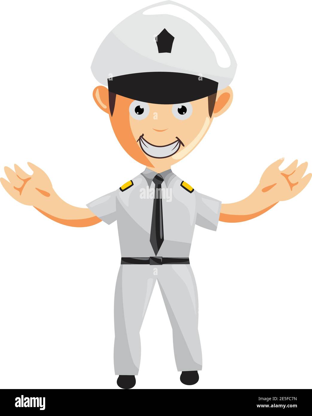 Airplane Pilot Hand Welcome Cartoon Character Aircraft Captain in ...