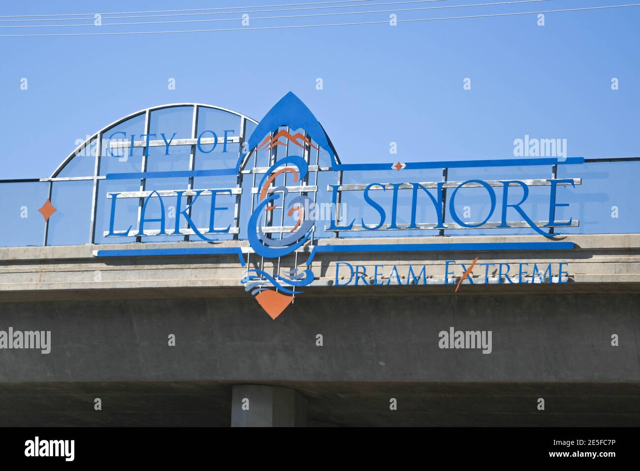 General overall view of city of lake elsinore signage hi-res stock ...