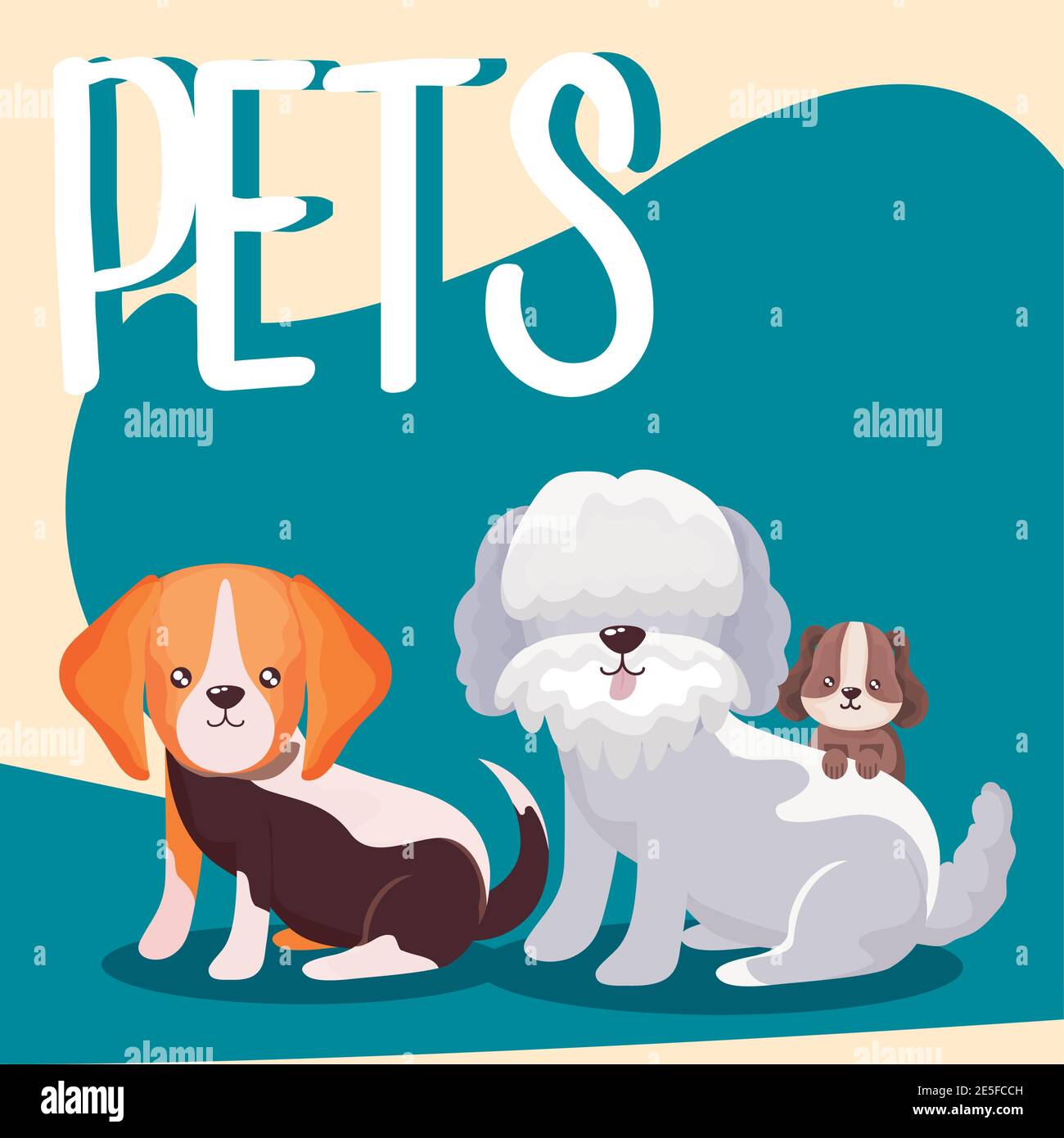 pets lettering and dogs puppy domestic animals vector illustration ...