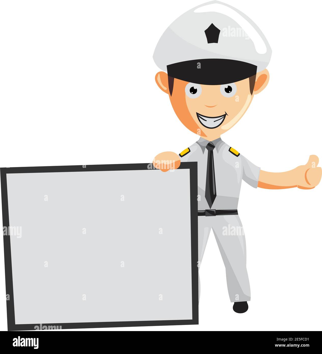 Airplane Pilot Cartoon Character with Blank Board Aircraft Captain in ...