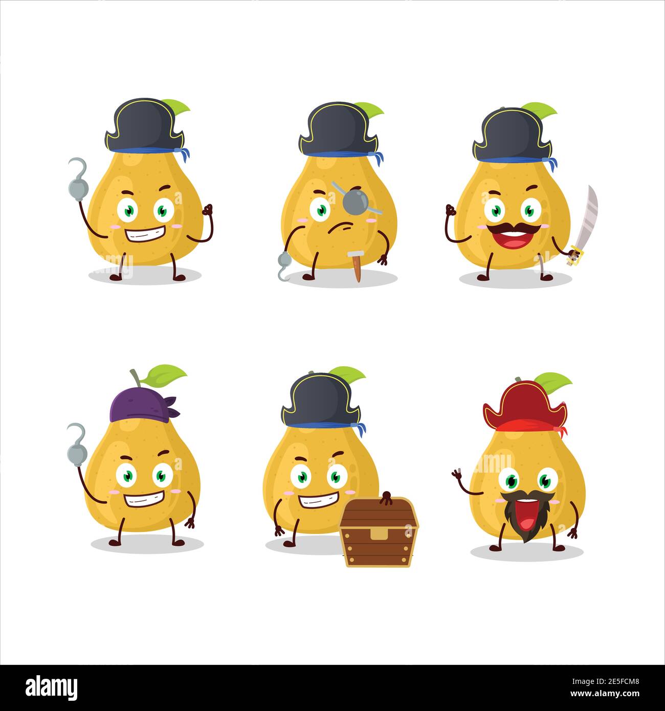 Cartoon character of pomelo with various pirates emoticons. Vector ...