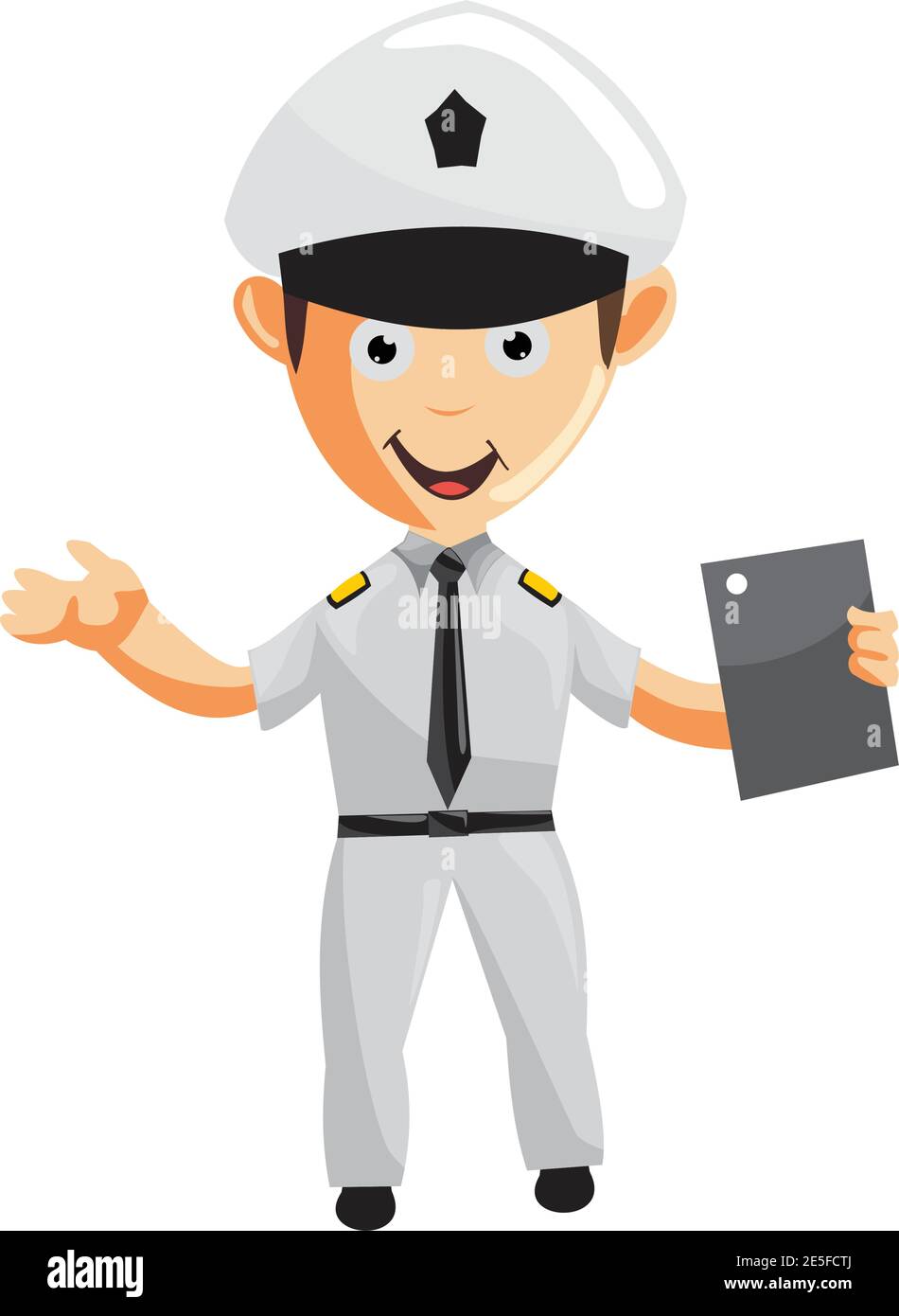 Airplane Pilot Holding tablet phone Cartoon Character Aircraft Captain ...