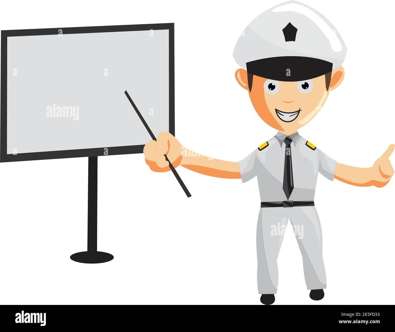 Airplane Pilot Cartoon Character with Blank Board Aircraft Captain in ...