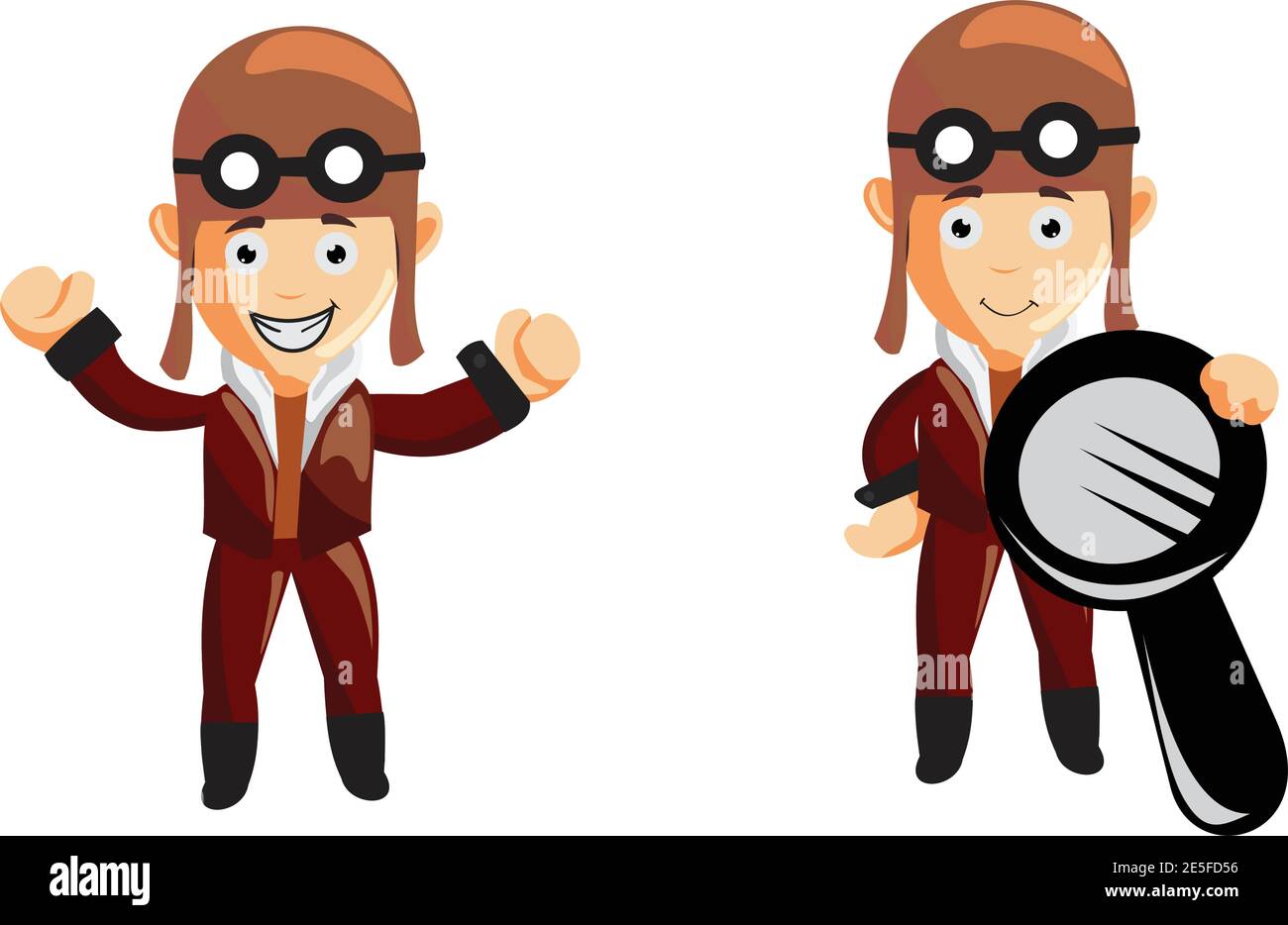 pilot character illustration use helmet headphones and glasses Set ...