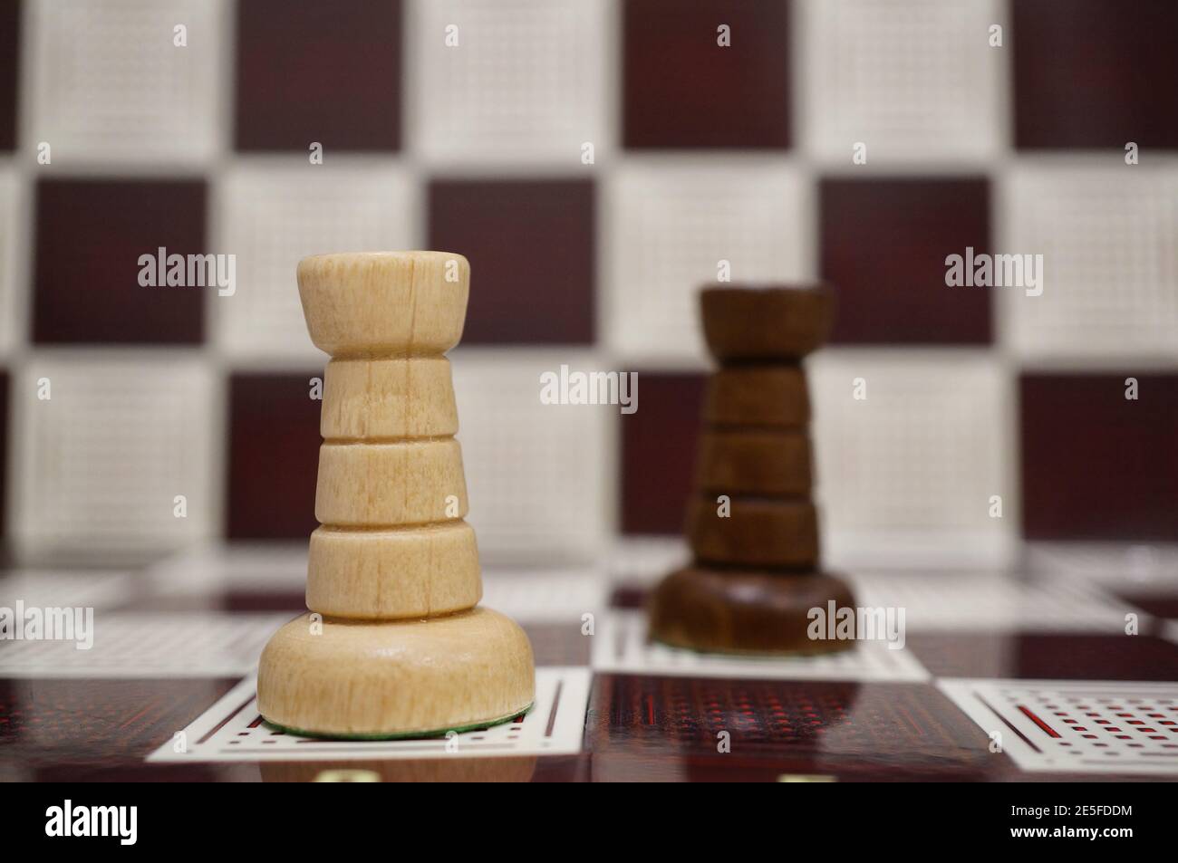 Close-up shot of white Rook on the chess board Stock Photo - Alamy