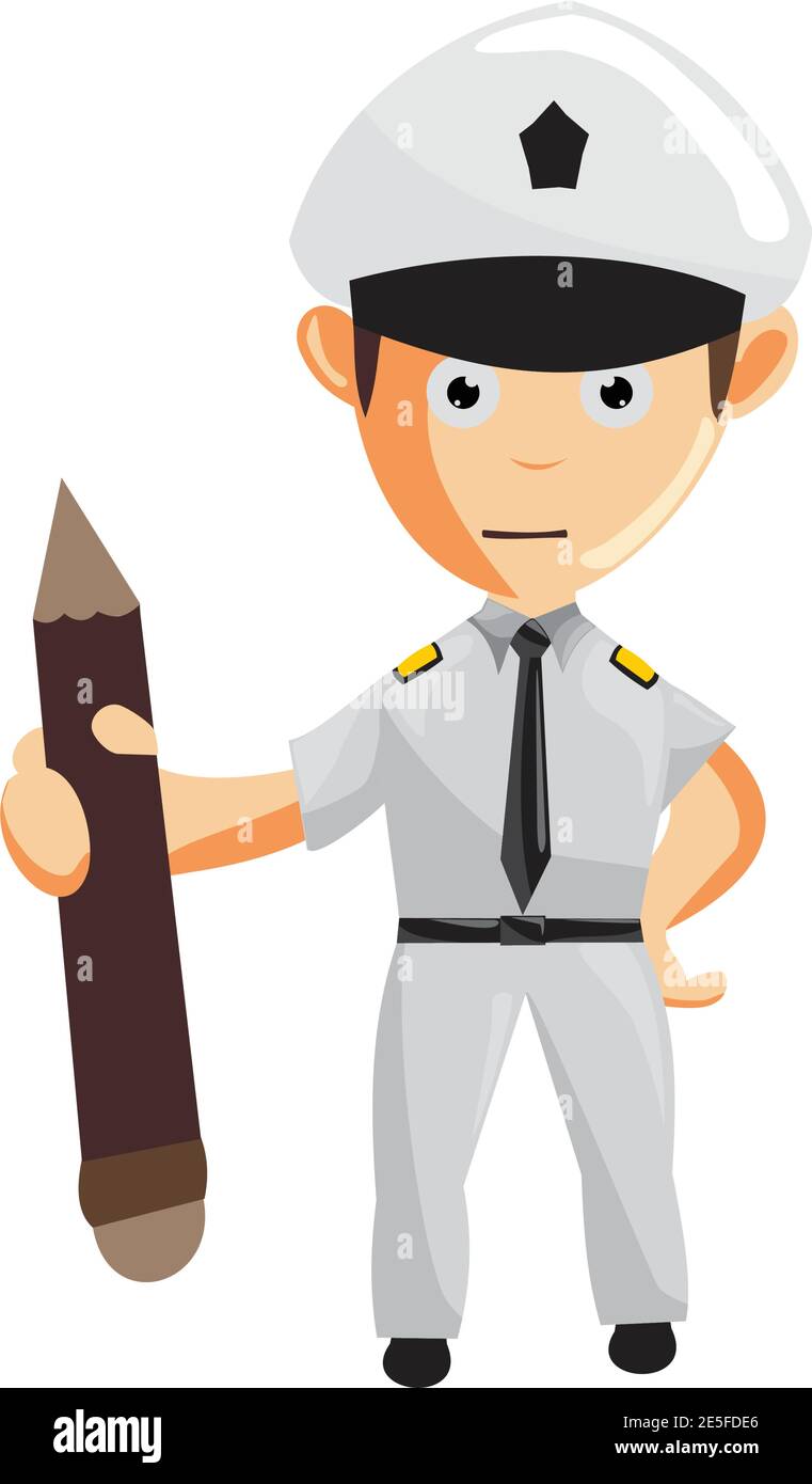 Airplane Pilot Holding Pencil Cartoon Character Aircraft Captain in ...