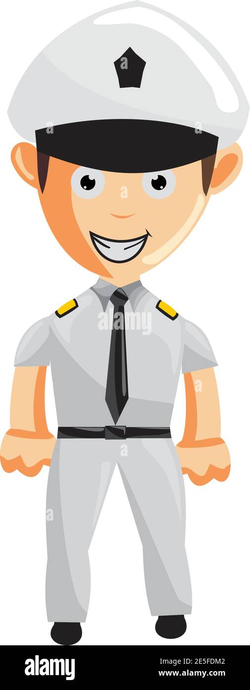 Airplane Pilot Standing Cartoon Character Aircraft Captain in Uniform ...