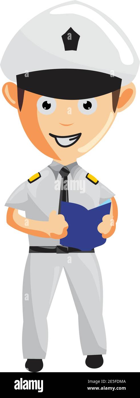 Airplane Pilot Holding Book Cartoon Character Aircraft Captain in ...