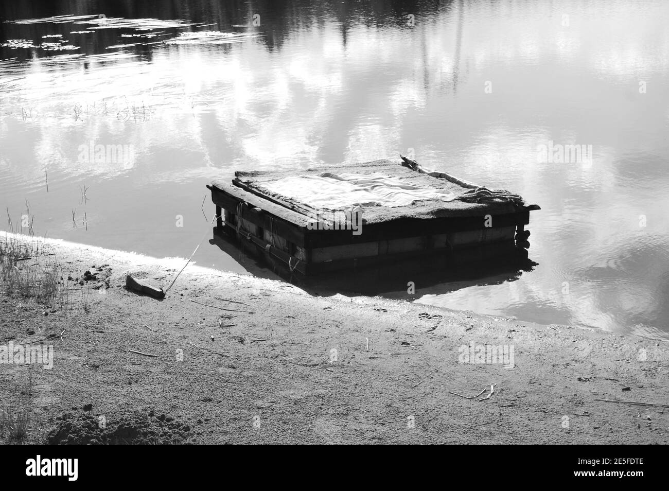 Wooden raft Black and White Stock Photos & Images - Alamy