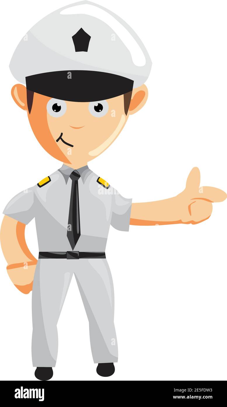 Airplane Pilot Pointing Hand Cartoon Character Aircraft Captain in ...