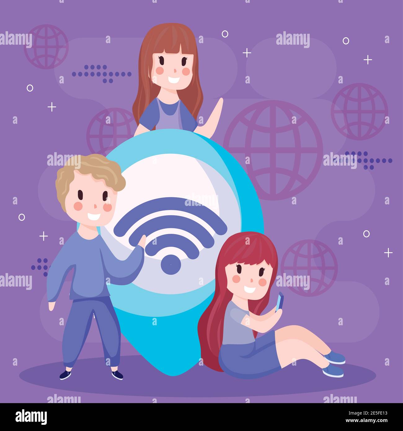 people with location pointer internet social media cartoon vector ...