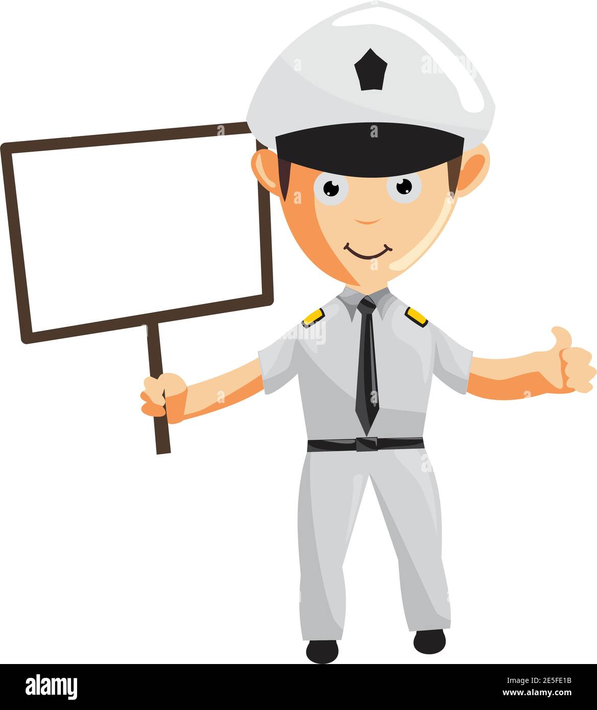 Airplane Pilot Cartoon Character with Blank Board Aircraft Captain in ...