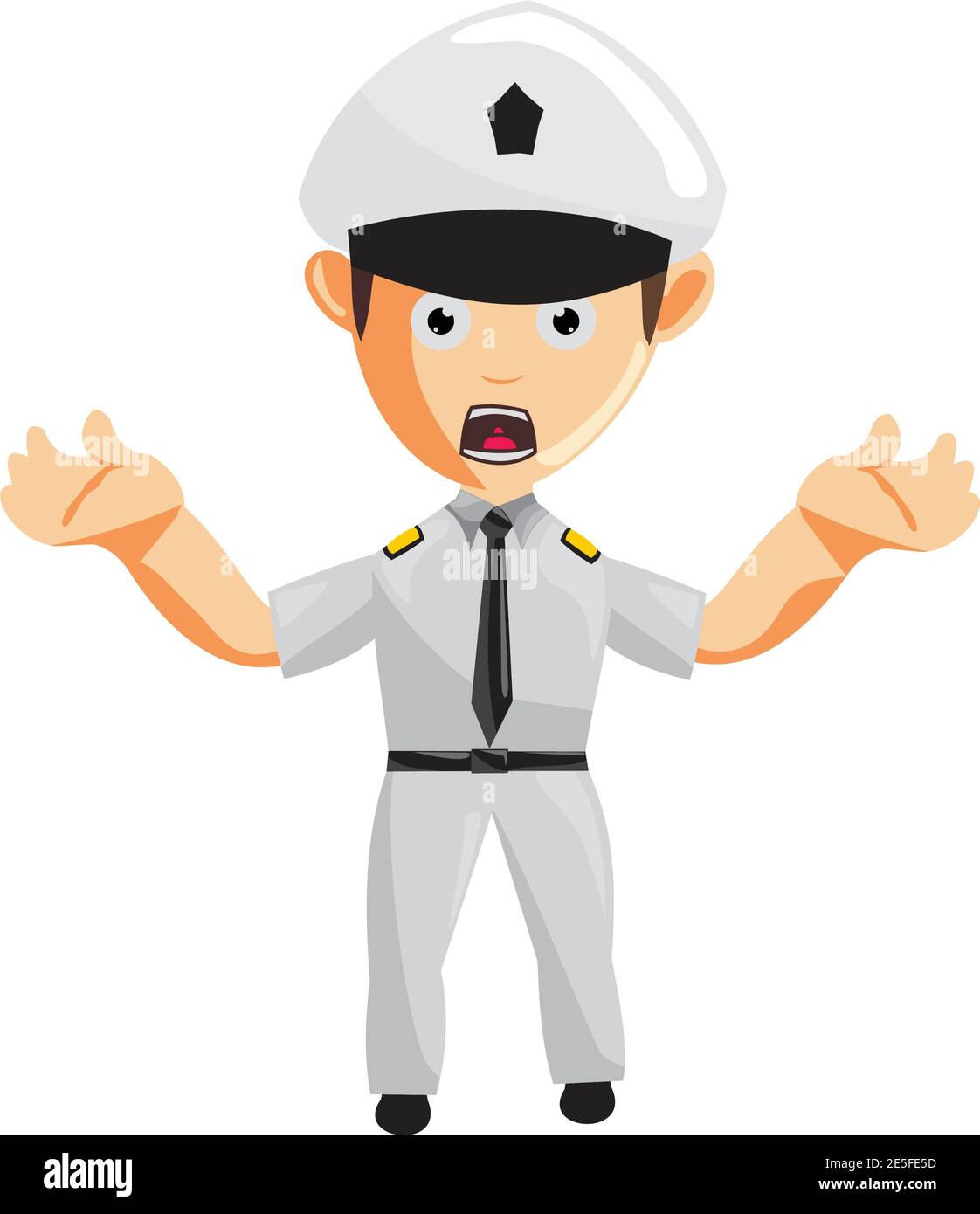 Airplane Pilot Hand Confused Cartoon Character Aircraft Captain in ...