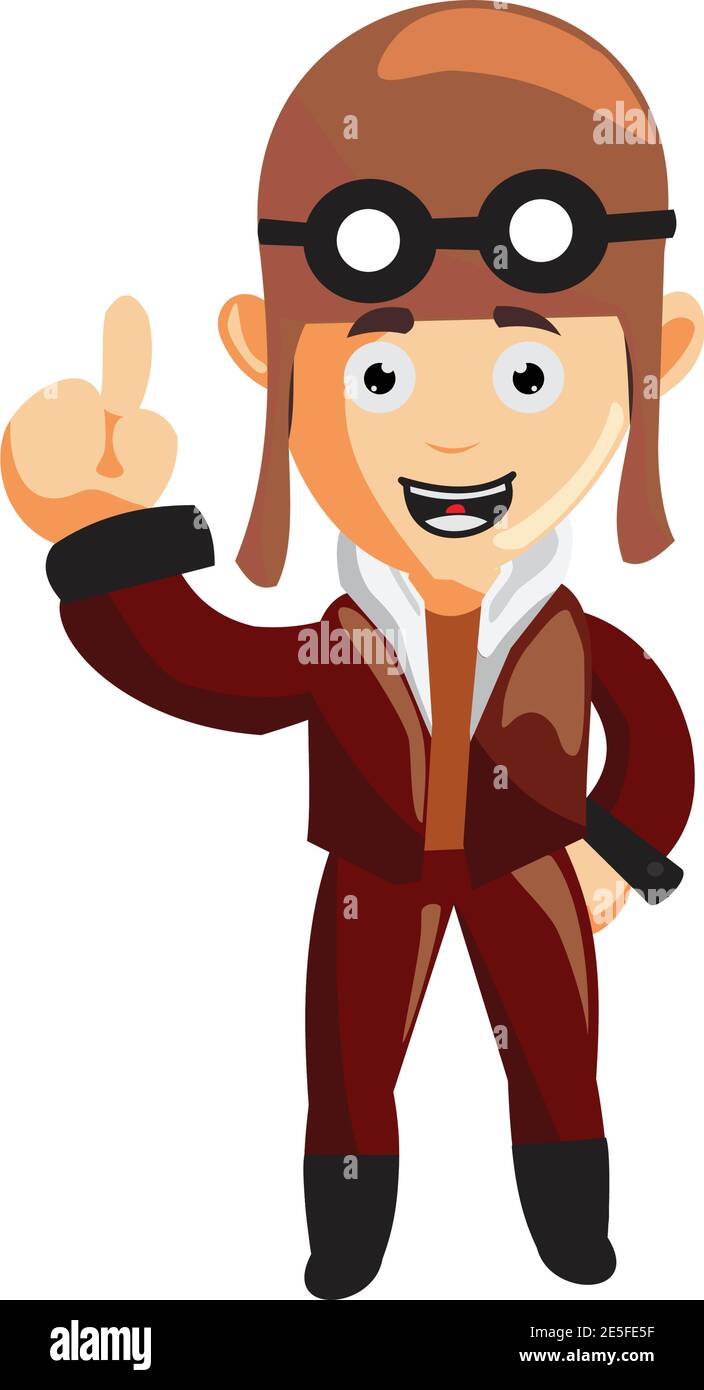pilot character Hand thumb up illustration use helmet headphones and ...