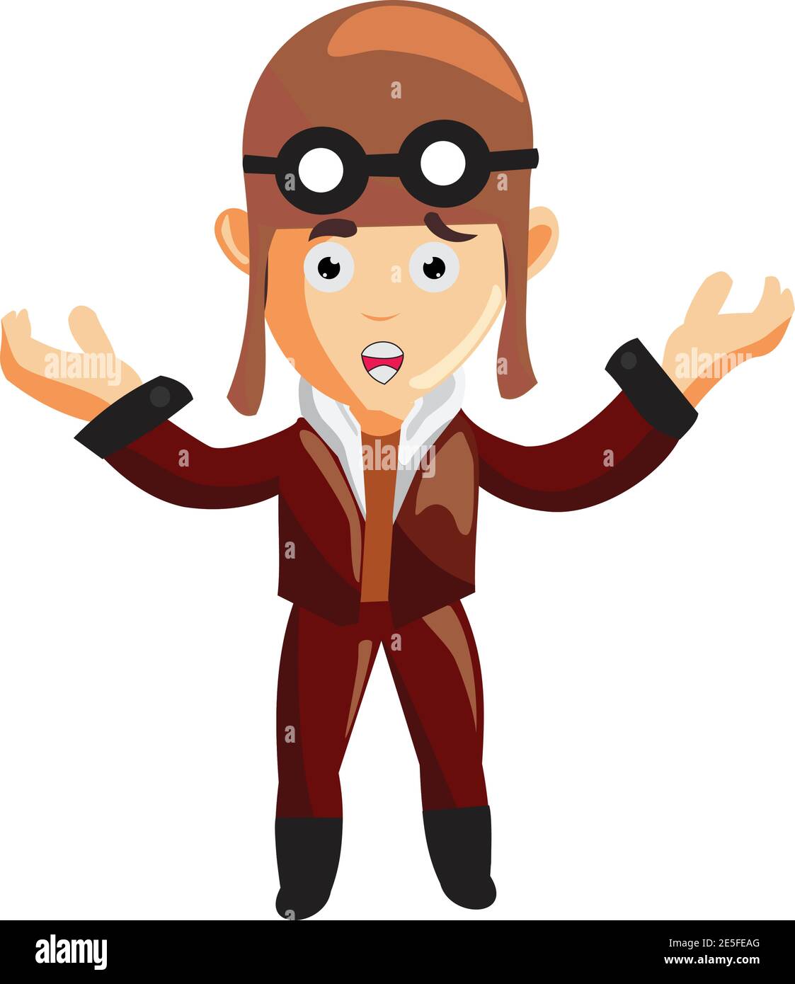 pilot Hand Confused character illustration use helmet headphones and ...