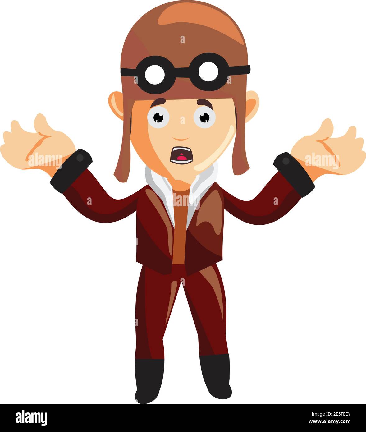 pilot character Hand confused illustration use helmet headphones and ...