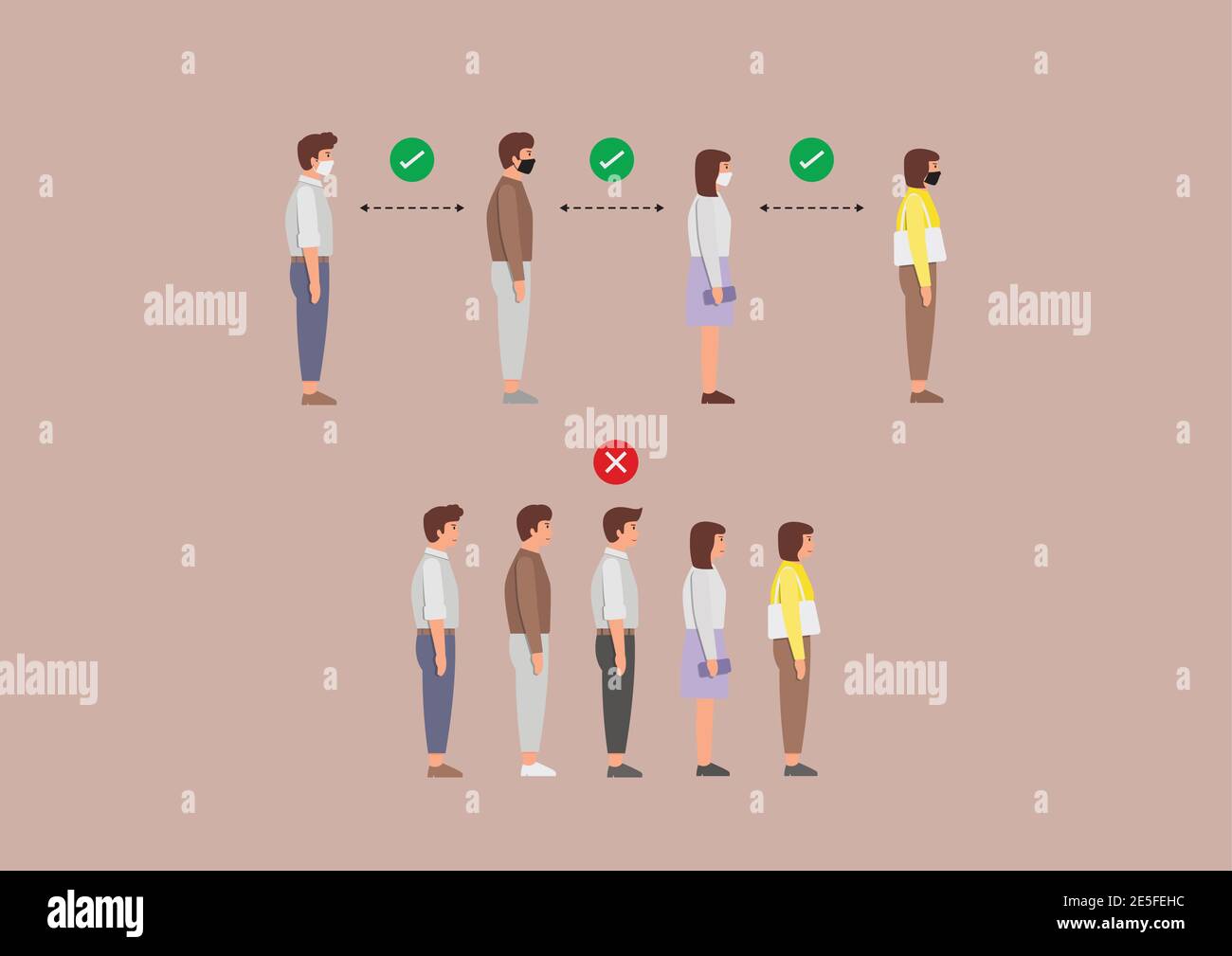 Example of People standing in line against at a safe distance. Prevent ...