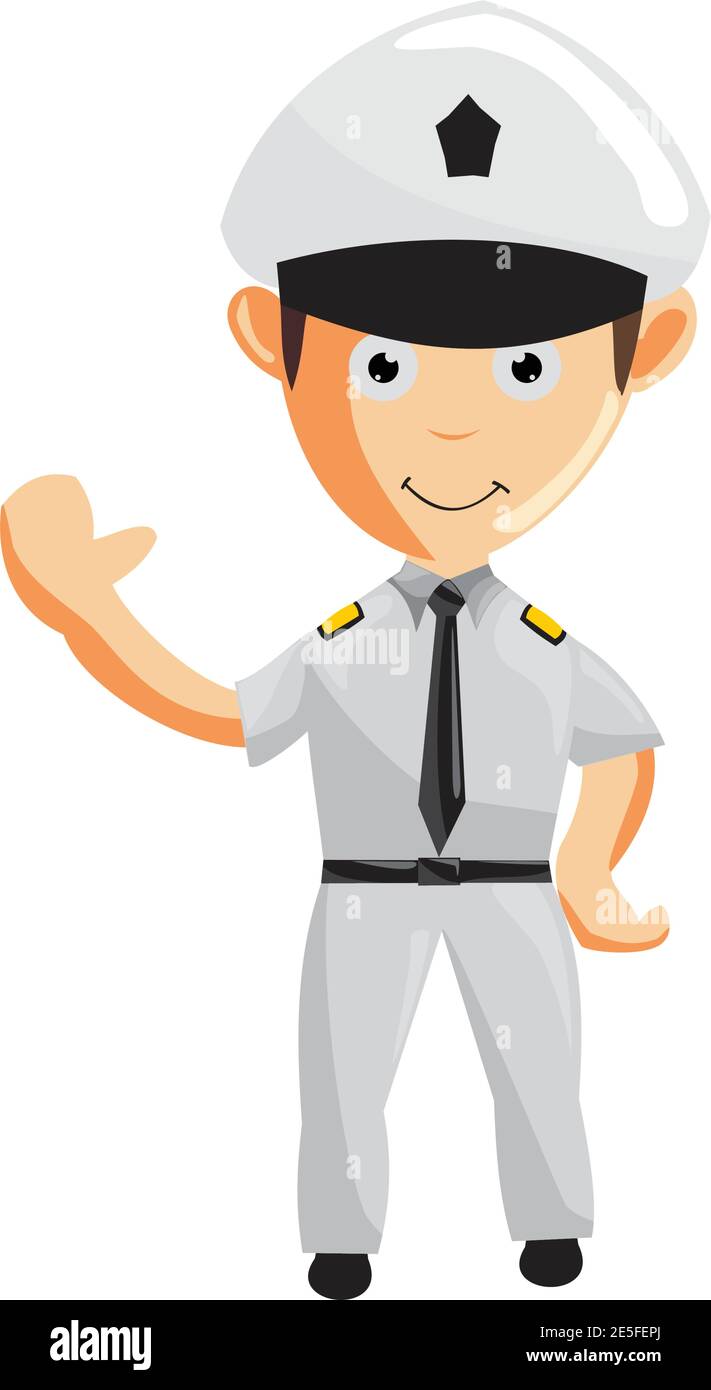 Airplane Pilot Hand Welcome Cartoon Character Aircraft Captain in ...