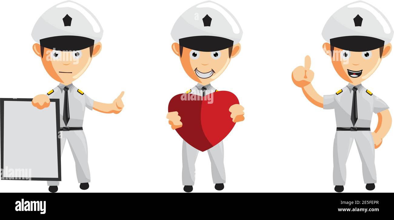Airplane Pilot Cartoon Character Set Aircraft Captain in Uniform Stock ...