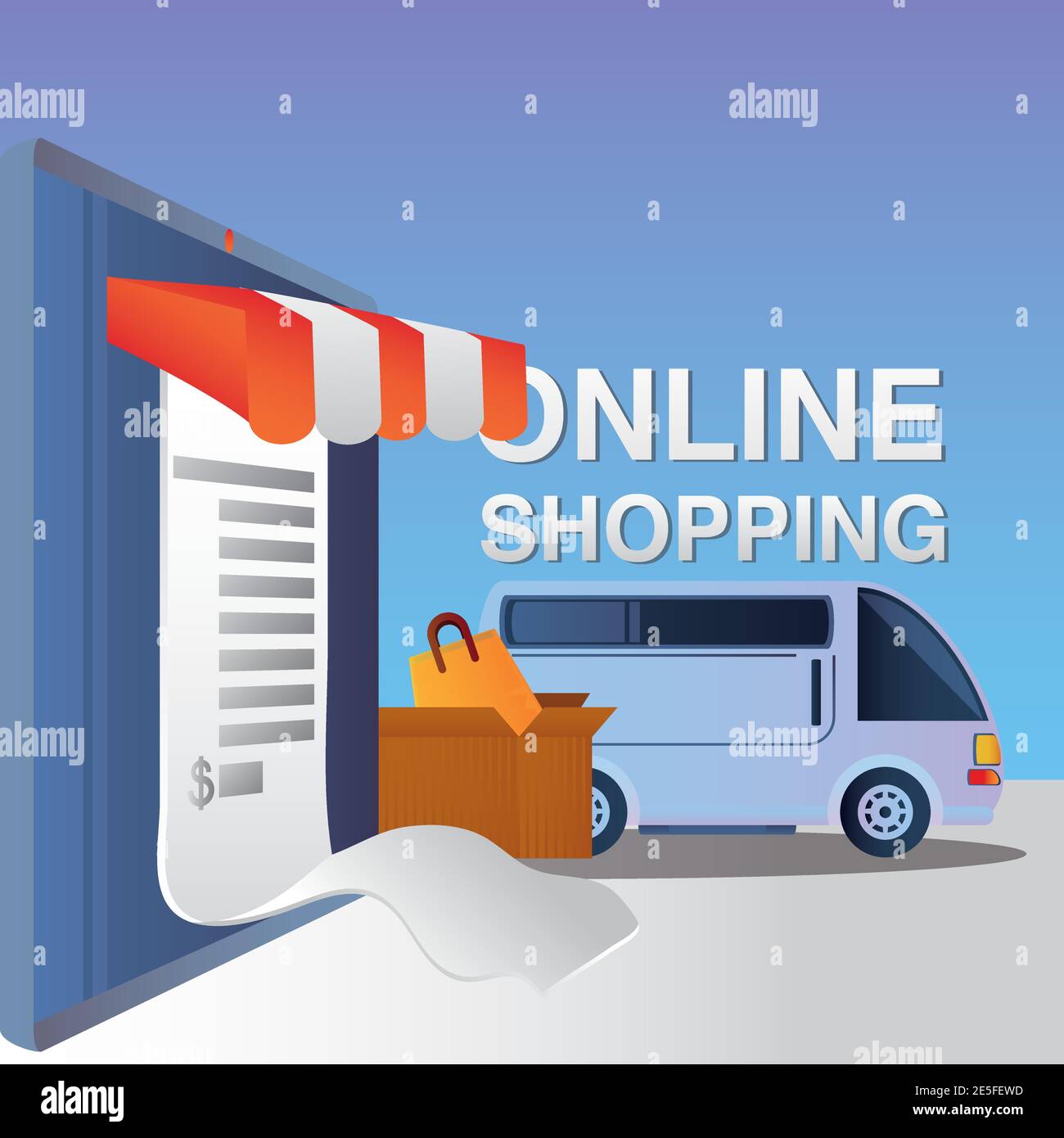 online shopping delivery transport service order ecommerce vector ...