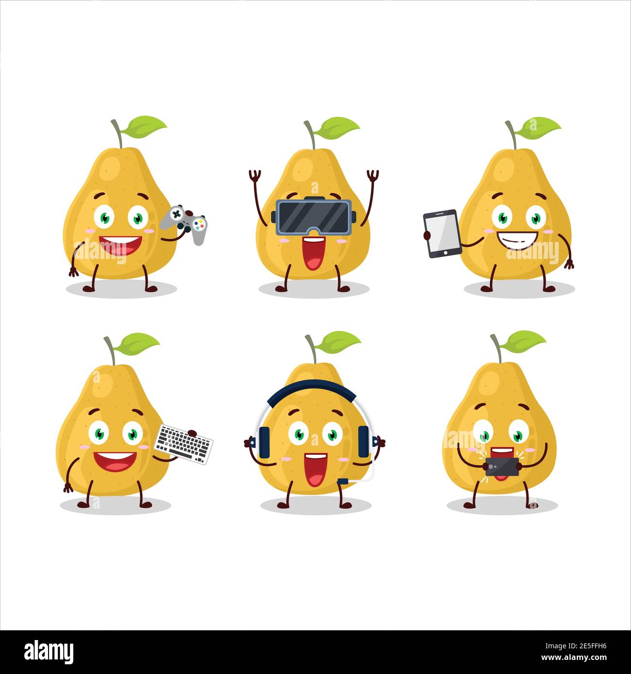 Pomelo cartoon character are playing games with various cute emoticons ...
