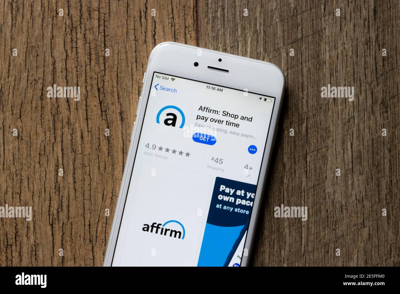 The Affirm mobile app icon is seen on an iPhone on Jan 25, 2021. Affirm ...