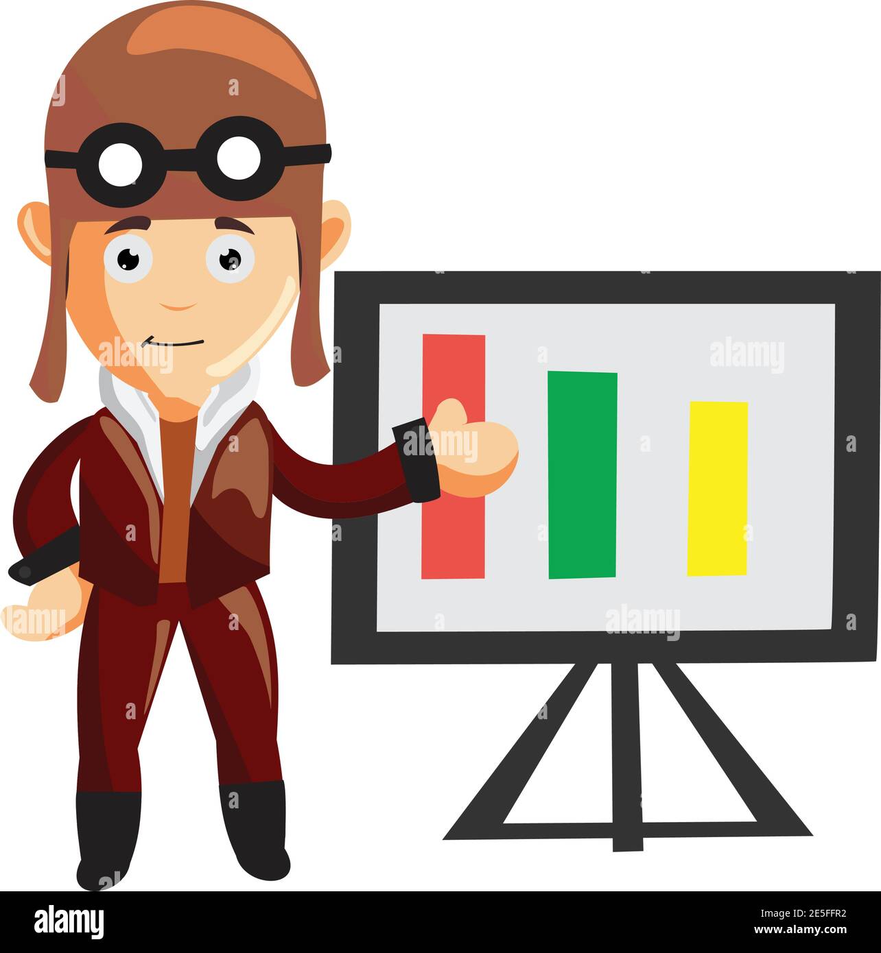pilot character Show Table Chart illustration use helmet headphones and ...