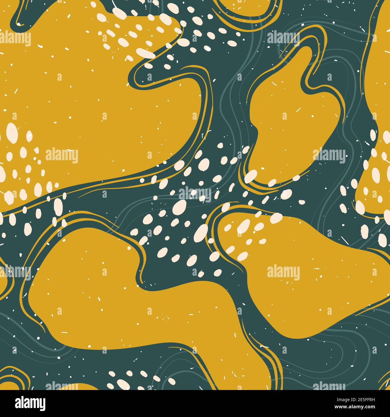 Modern abstract seamless pattern with hand drawn textures, spots and ...