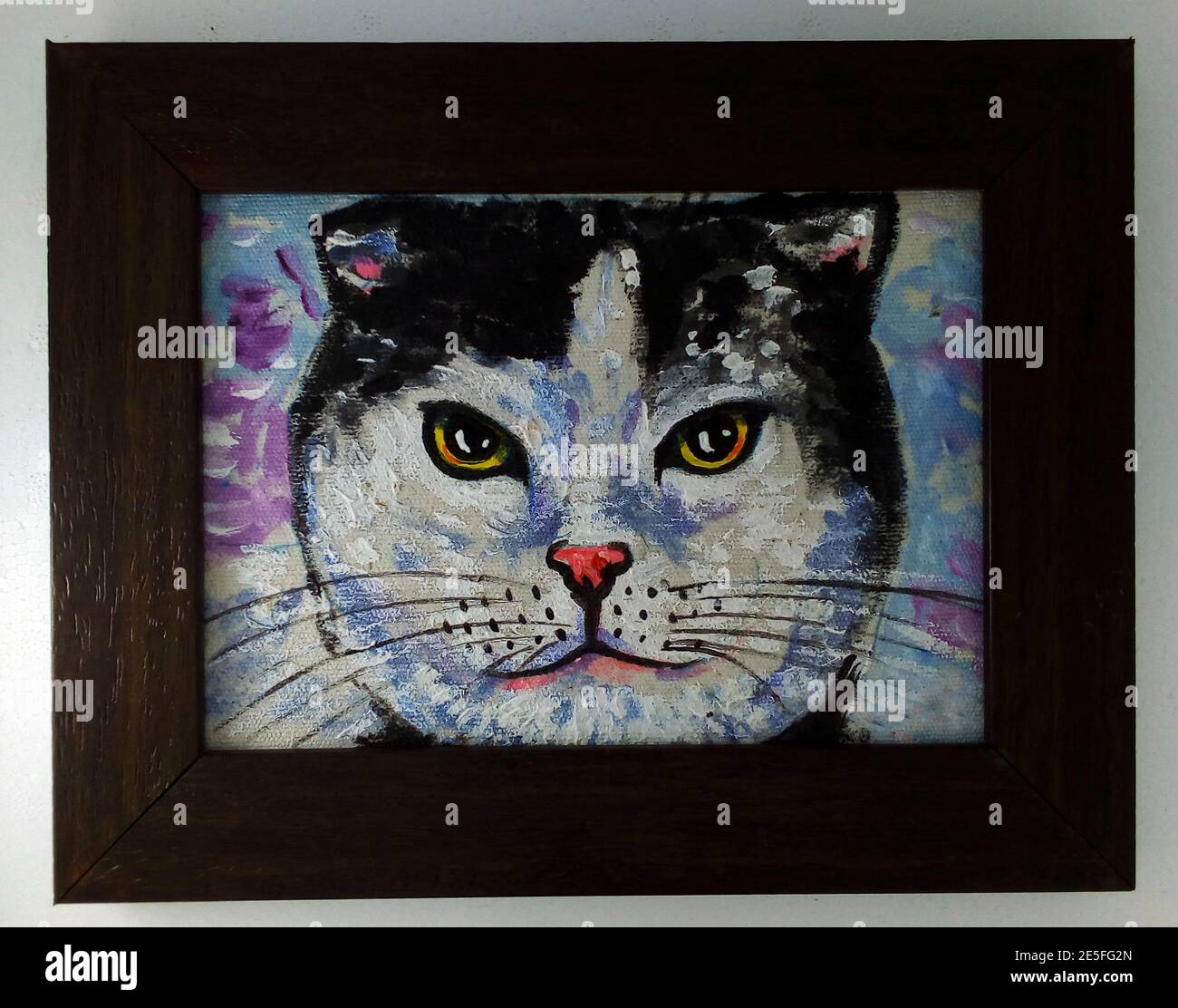 Hand drawn Modern , Art painting Oil color Cute Cat , Palette and ...