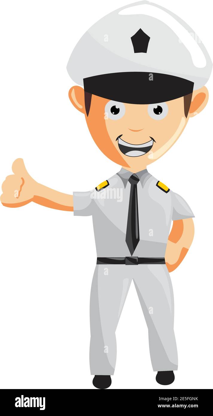 Airplane Pilot Thumb up Cartoon Character Aircraft Captain in Uniform ...