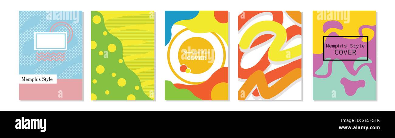Set of Memphis Style Covers. Flat Vector Illustrations for Background ...
