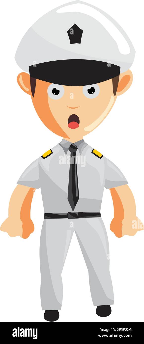 Airplane Pilot Standing Confused Cartoon Character Aircraft Captain in ...