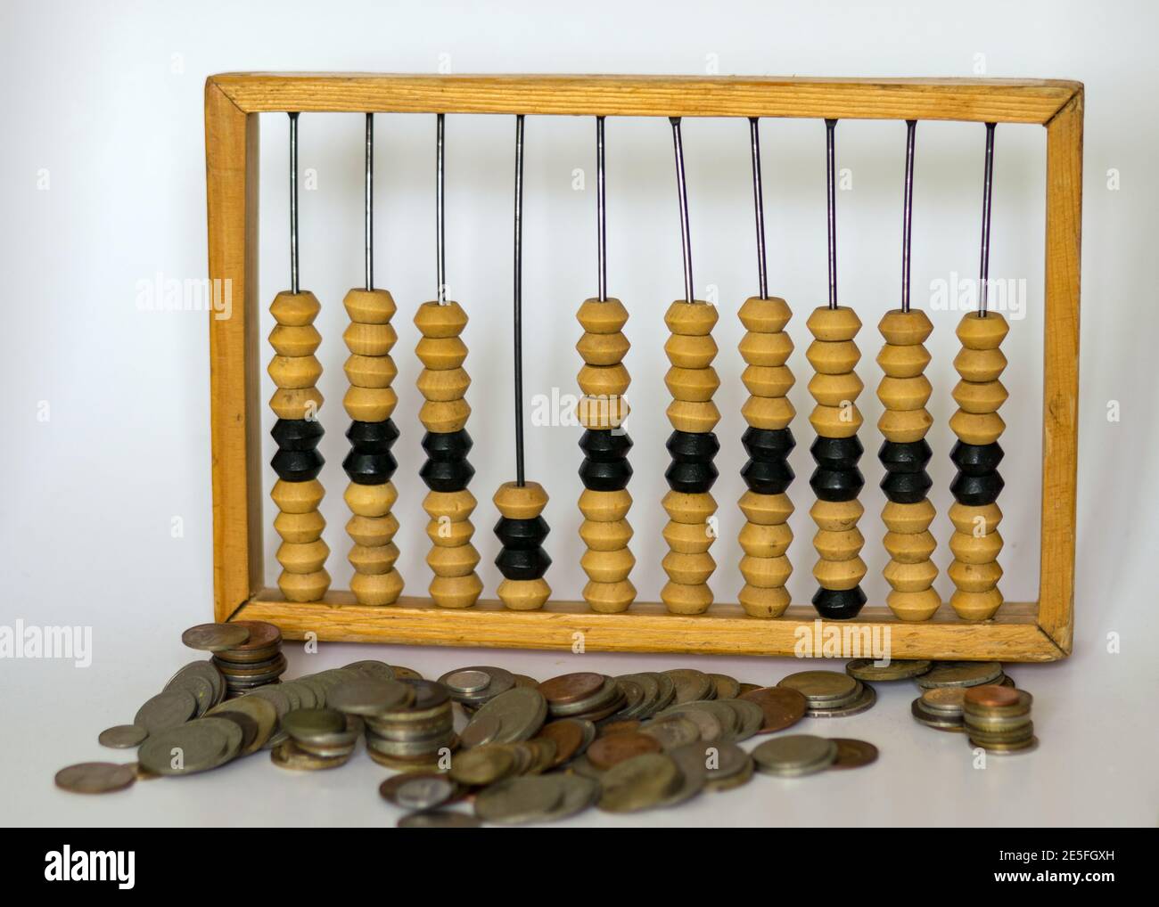 photography with various shapes, countries and values of old metal ...