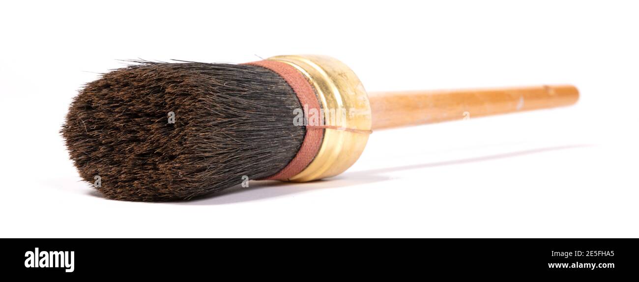 Old paintbrush isolated on a white background Stock Photo - Alamy