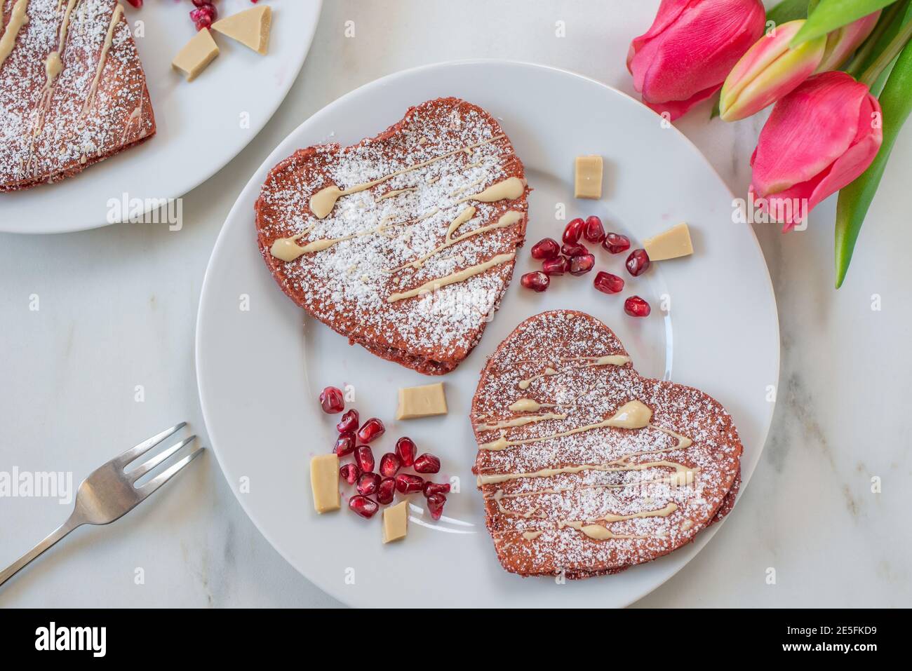 Homemade heart shaped pancakes Stock Photo - Alamy