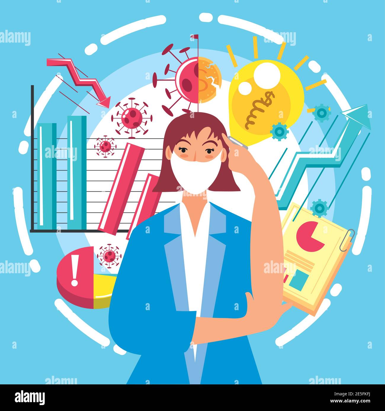 business woman growth and failure new idea creative vector illustration ...