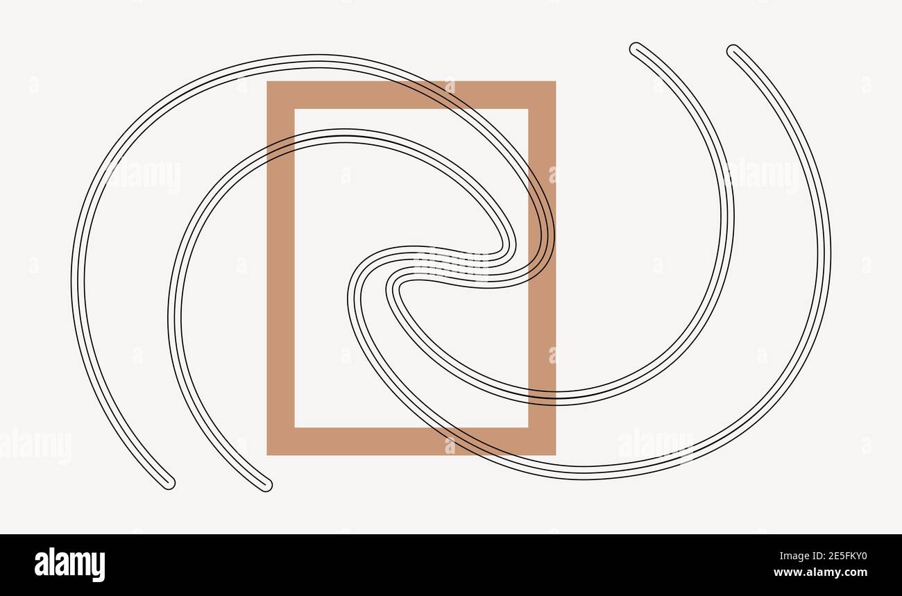 Abstract forms with curved lines and rectangle, earth colors Stock ...