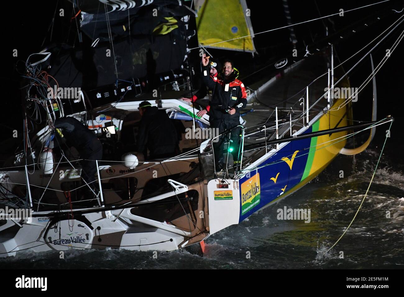Louis Burton (fra) sailing on the Imoca Bureau Vallee 2 finishing the Vendee Globe 2020-2021 in ...