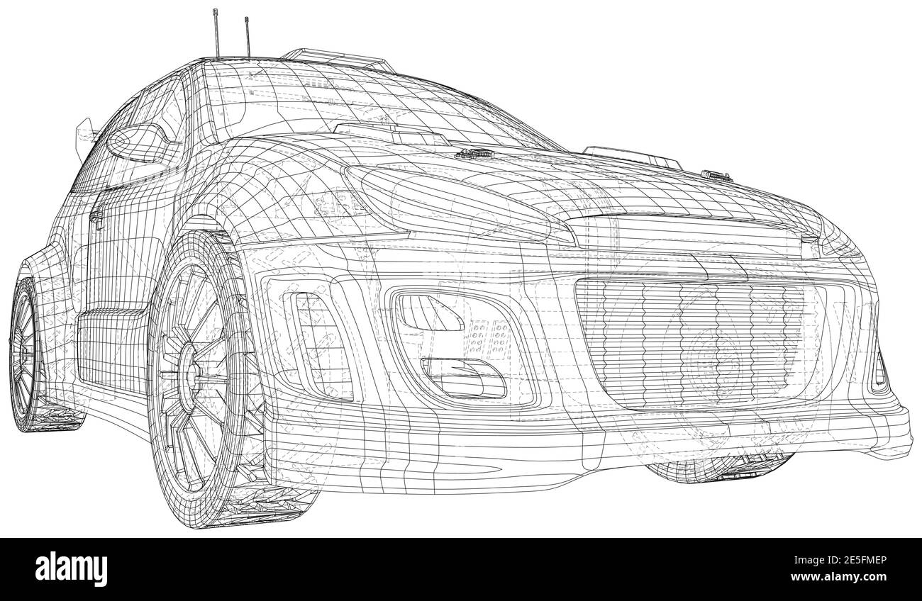 Racing car. Isolated wire-frame line on backround. Vector rendering of ...
