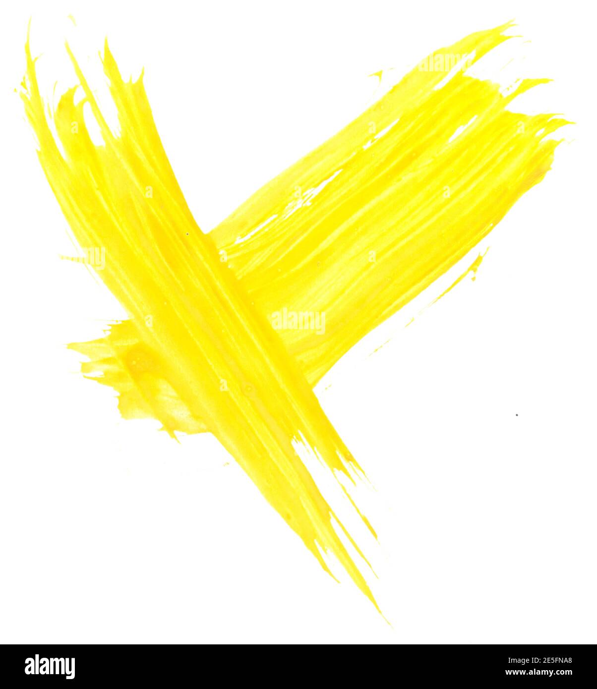 Yellow paint strokes isolated on white background Stock Photo - Alamy