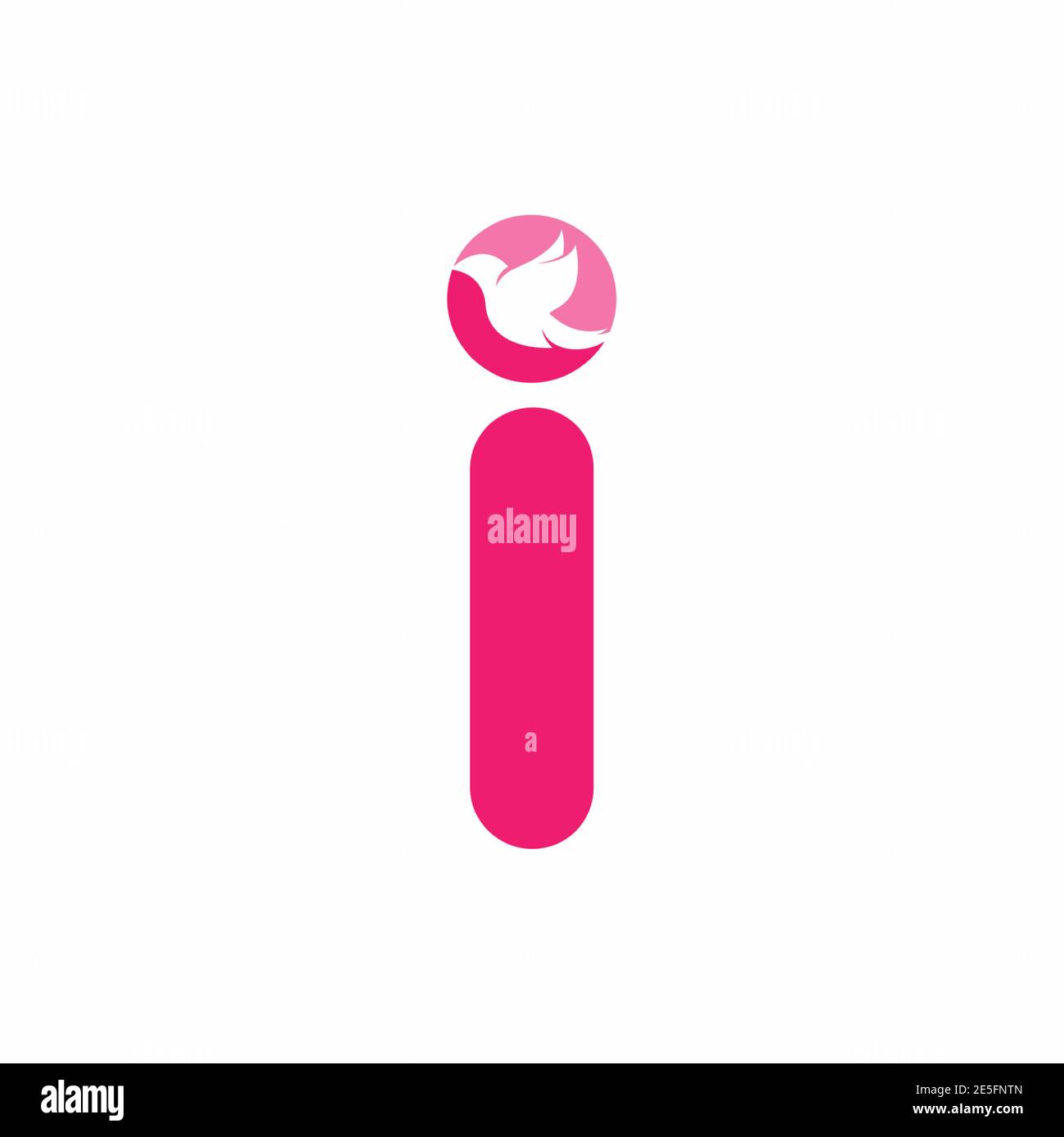 Pink initial letter i with bird shape inside vector logo design Stock ...