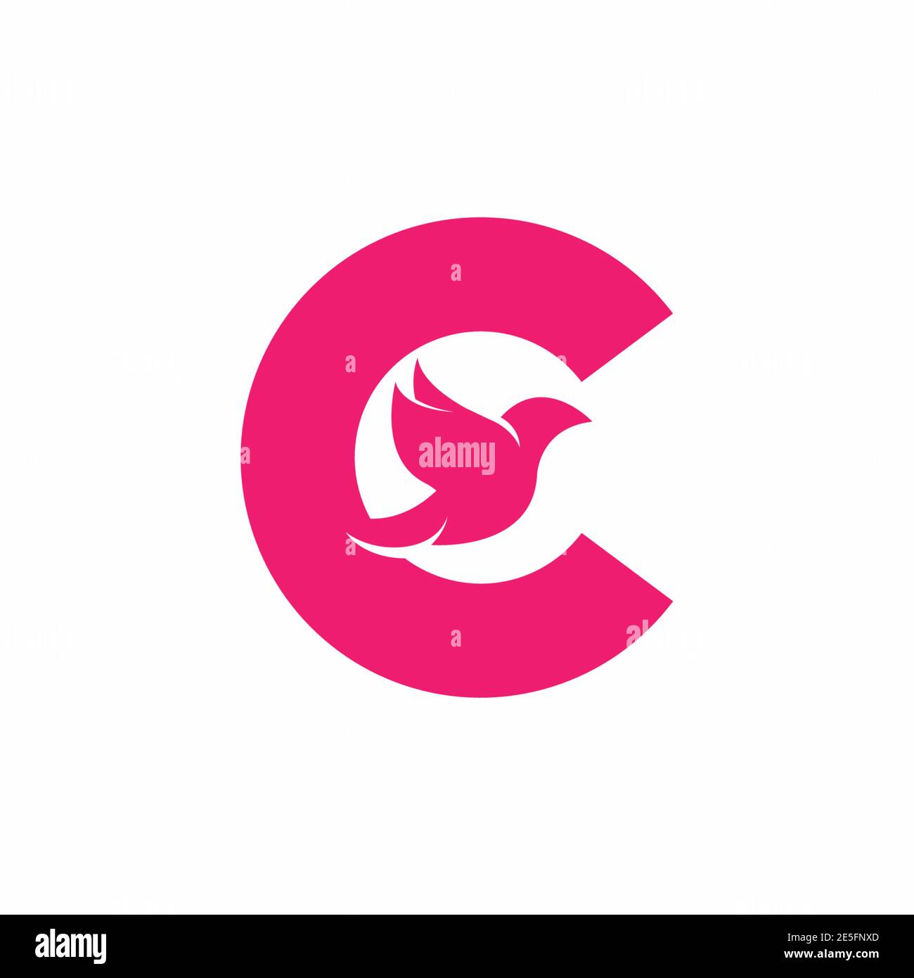 Pink initial letter C with bird shape inside vector logo design Stock ...