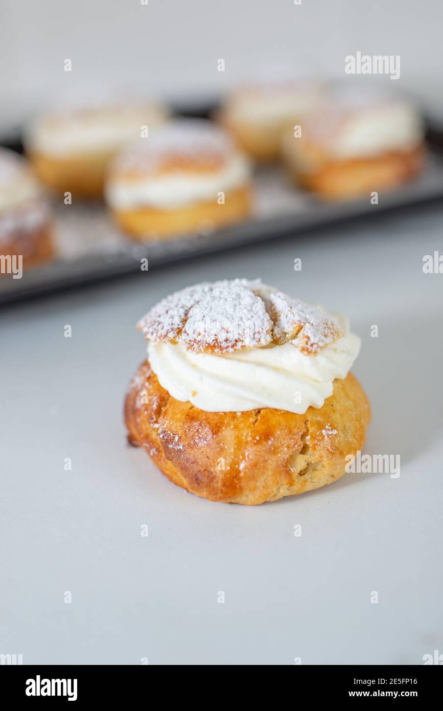 traditional home made swedish semlor pastry on a table Stock Photo - Alamy