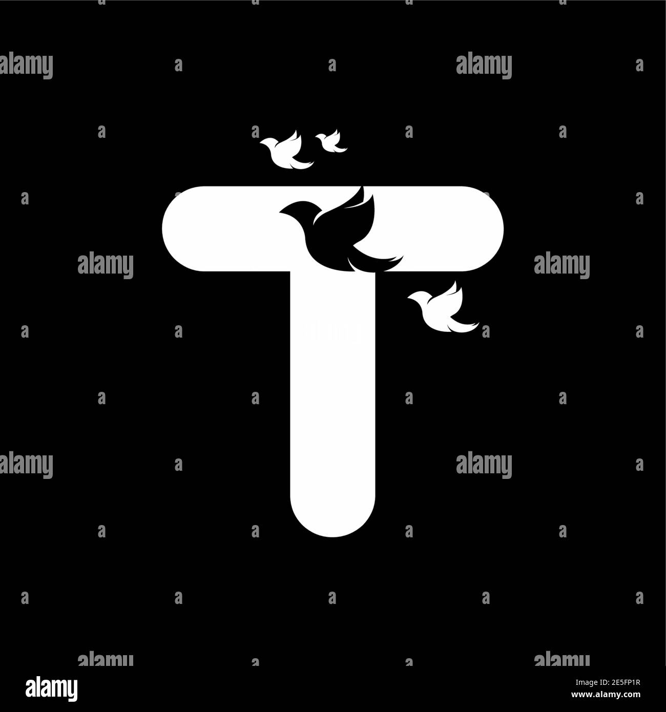 Initial letter T with bird shape inside vector logo design Stock Vector ...