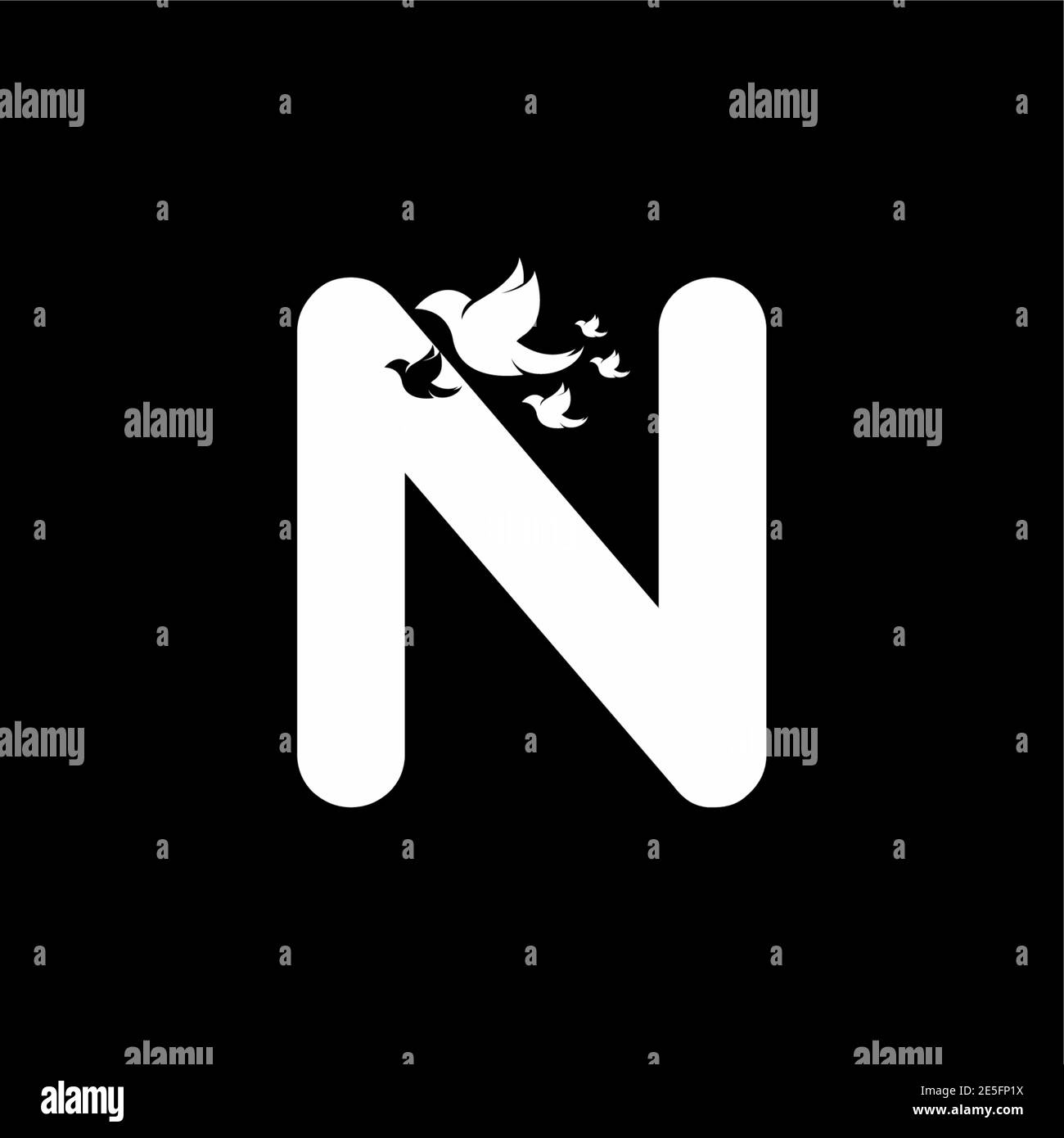 Initial letter N with birds shape inside vector logo design Stock ...