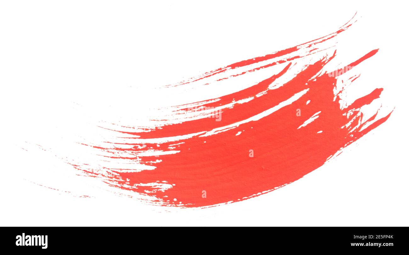 Red brush stroke isolated on white background Stock Photo - Alamy