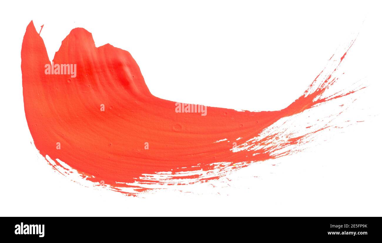 Red brush stroke isolated on white background Stock Photo - Alamy