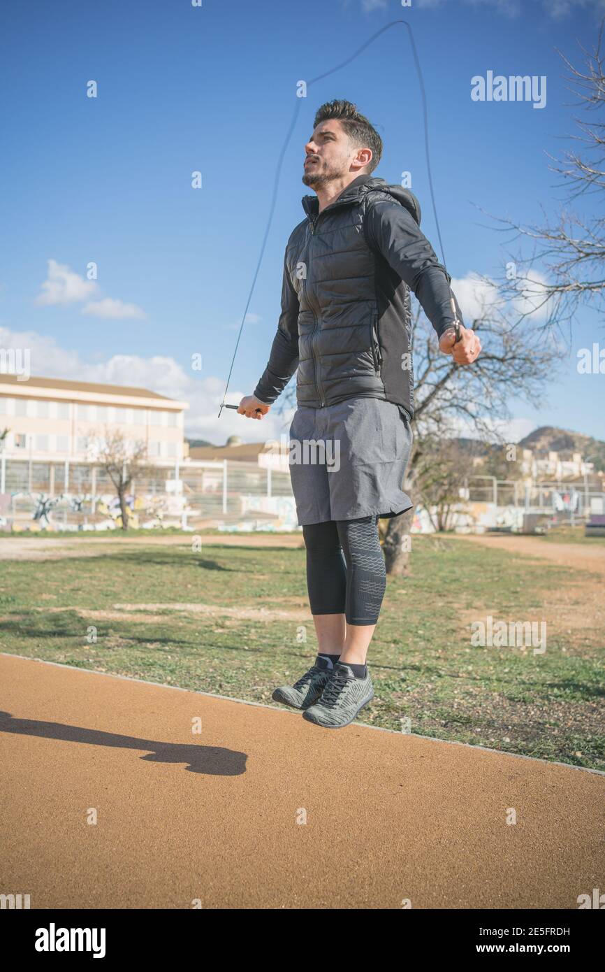 Athlete doing workout skipping rope hi-res stock photography and images ...