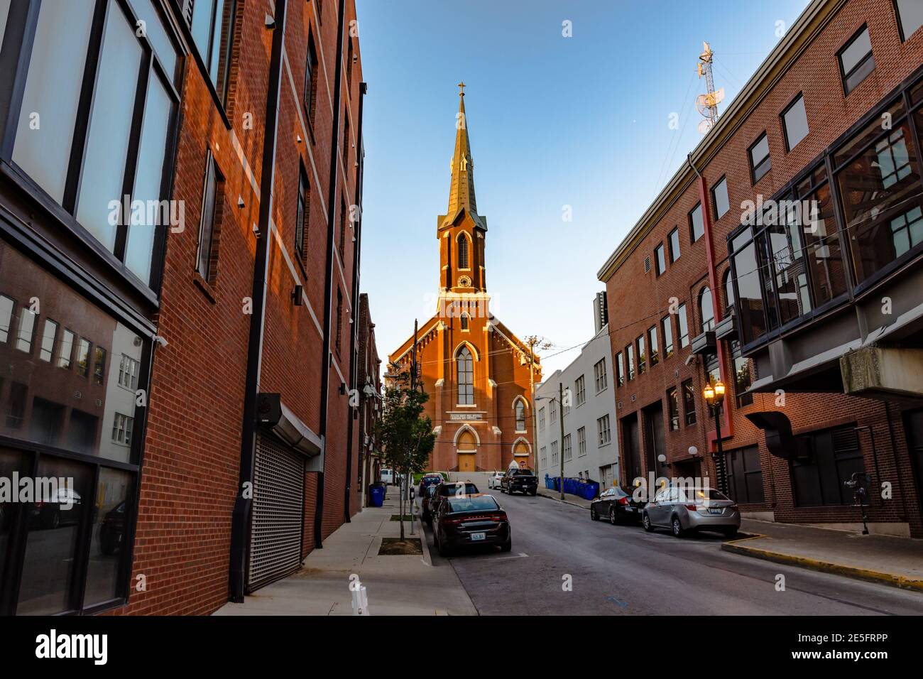 Lexington, Kentucky, USA - June 19, 2017: A view down a side street of ...